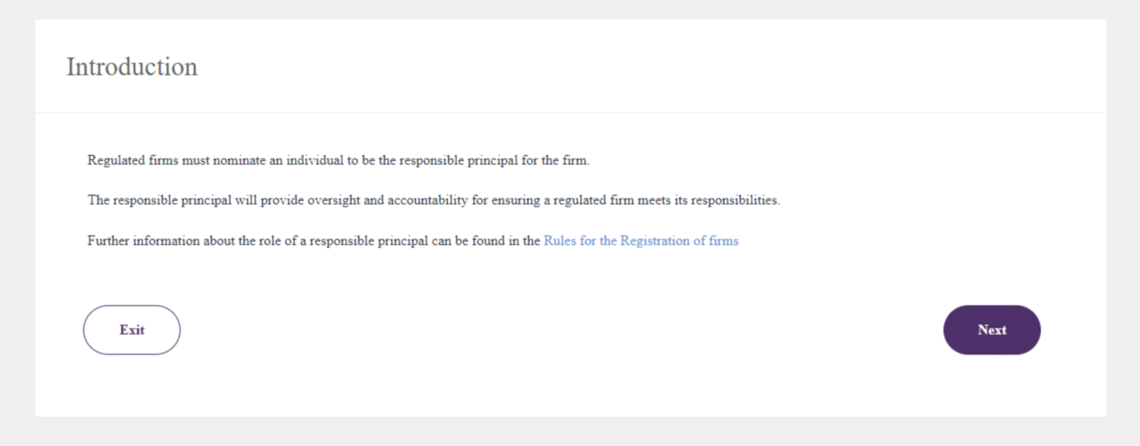 Responsible Principal nomination process